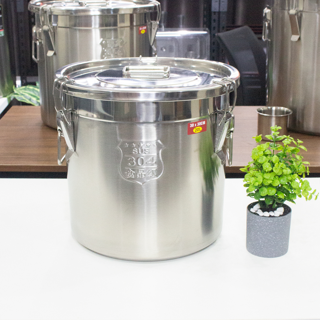 Xô inox 304 20L- nồi inox 30x30cm có khóa đựng thực phẩm | Shopee Việt Nam