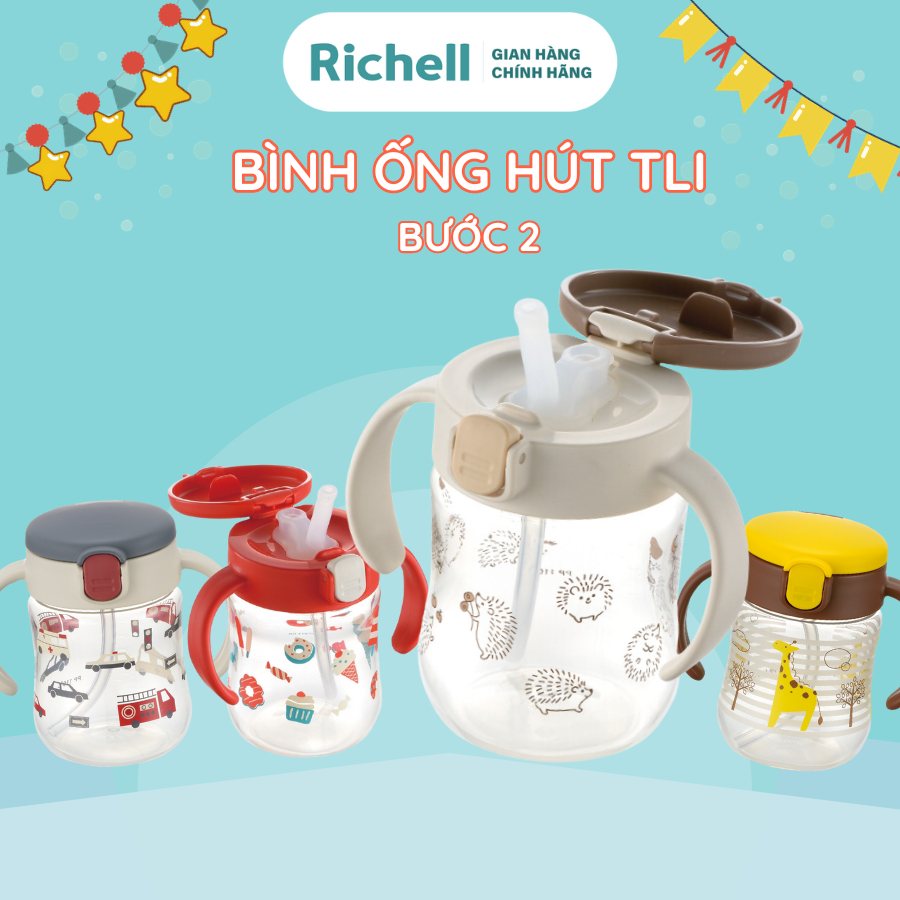 Bình ống hút RICHELL Nhật TLI bước 2 200ml chống sặc | Baby | Shopee Việt Nam