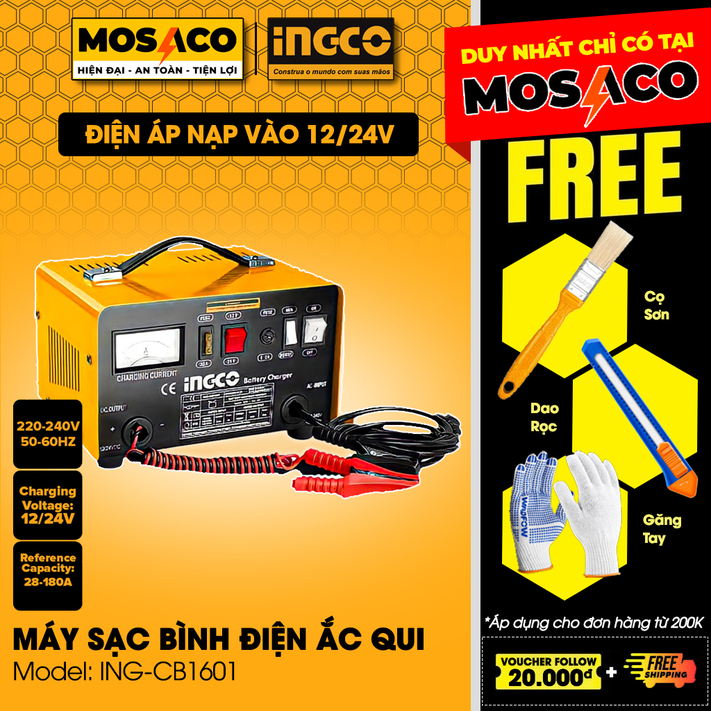Máy sạc bình ingco 12/24V CB1601 -MOSACO | Shopee Việt Nam