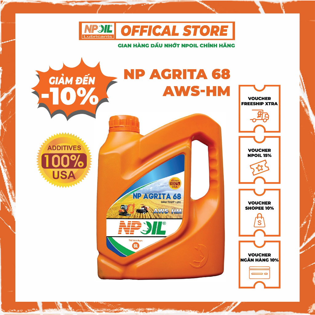 Dầu thủy lực máy nông nghiệp NP AGRITA 68 HL/HM CAN 6L | Shopee Việt Nam