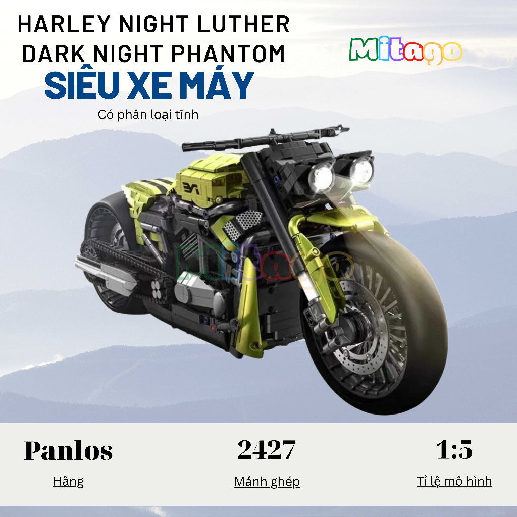 Mô hình lắp ráp xe máy Harley Night Luther-Dark Night Phantom tỉ lệ 1:5 ...