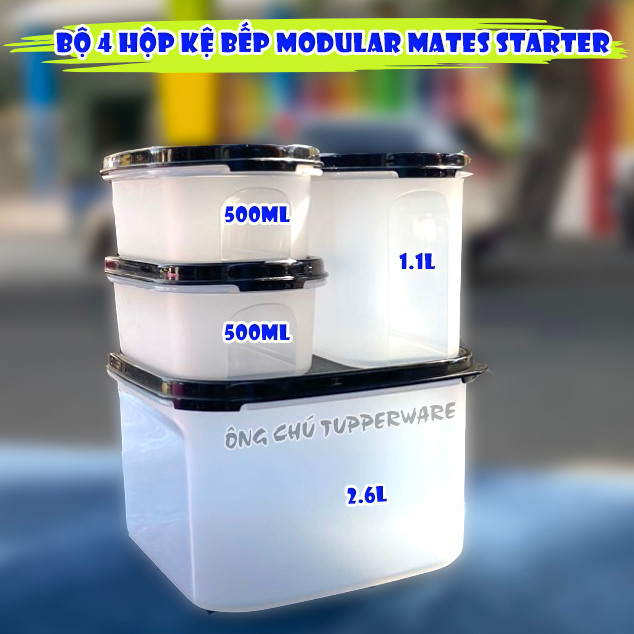 BỘ 4 HỘp KỆ BẾp Modular Mates Starter ChÍnh HÃng Tupperware BẢo