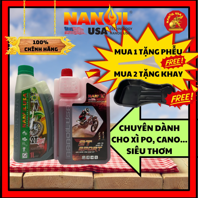 Dầu nhớt 2 thì (2T) NANOIL USA SPORT (1000 mL) siêu thơm, chuyên dành ...