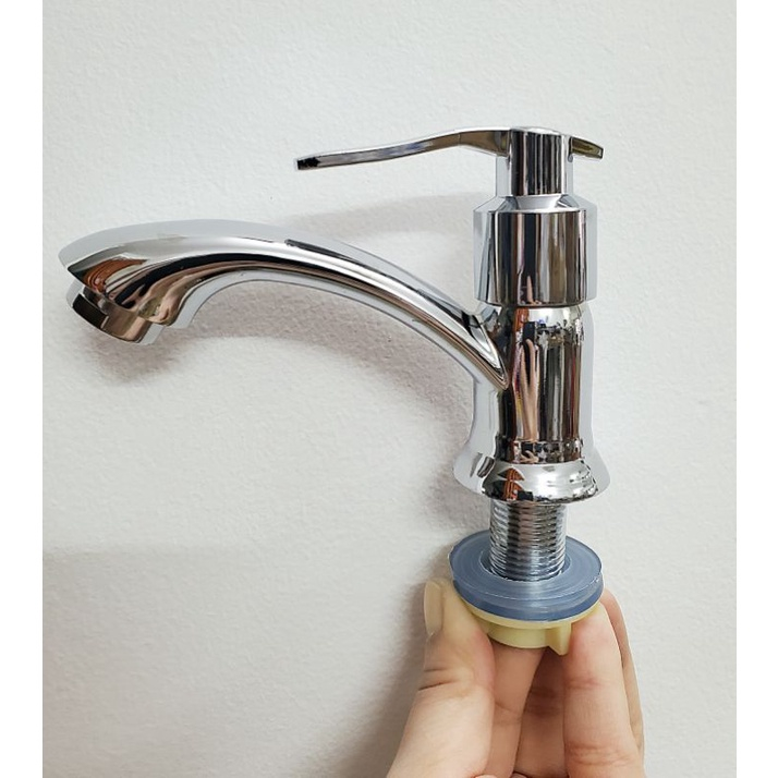 Vòi lavabo cong, vòi rửa mặt một đường nước lạnh sáng bóng giá rẻ (La ...