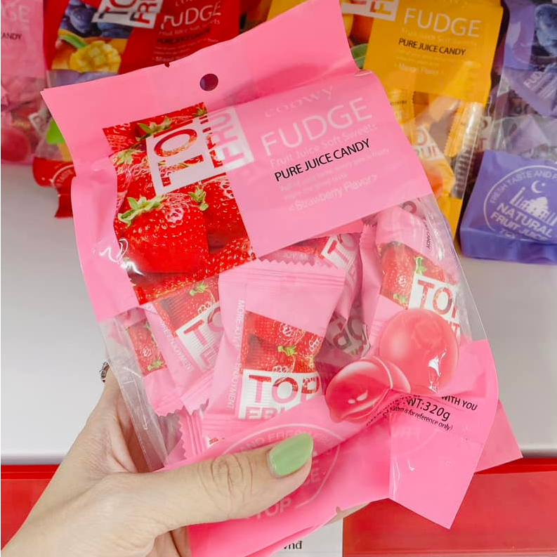 COMBO 4 GÓI KẸO DẺO TRÁI CÂY TOP FRUIT COOWY FUDGE VỊ DÂU - hàng chính ...