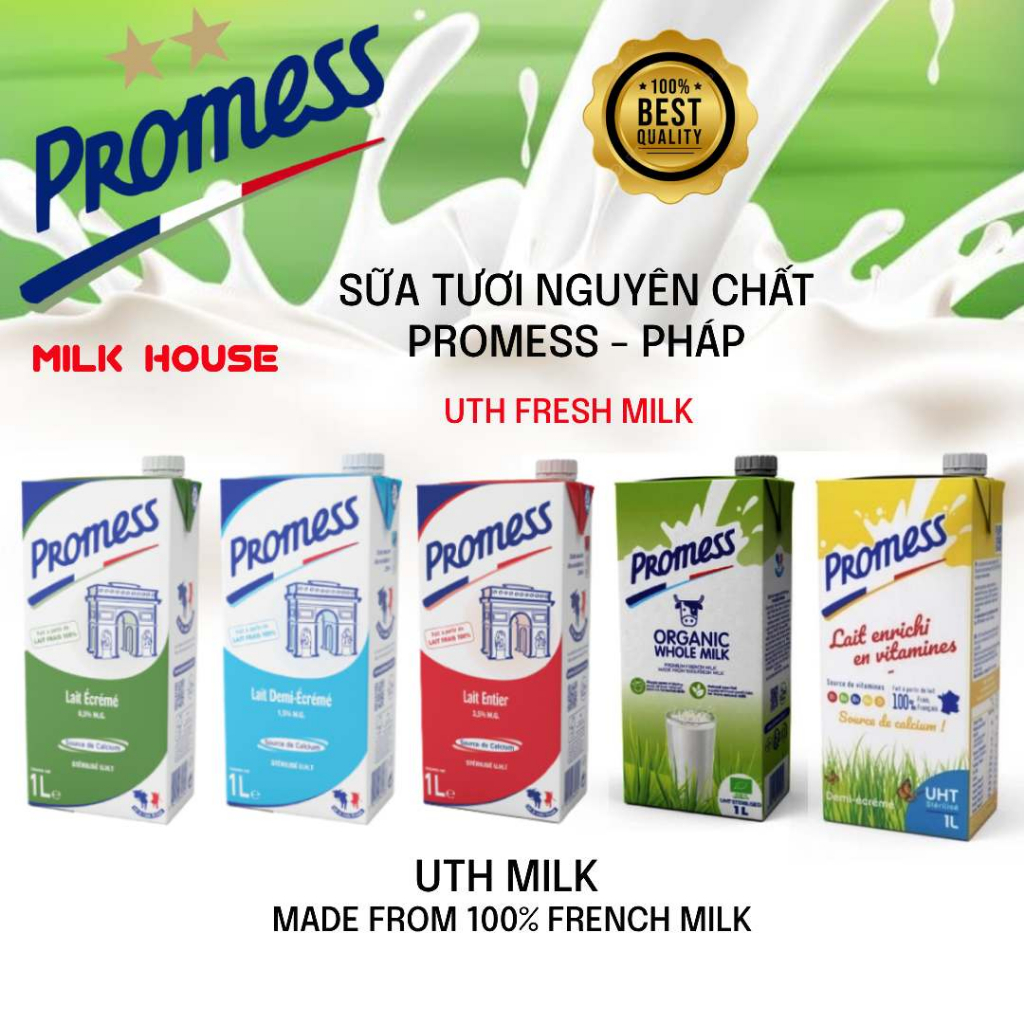 Thùng 12 Hộp 1L Sữa Nguyên Kem - Ít Béo - Tách Béo Promess Pháp | Shopee Việt Nam