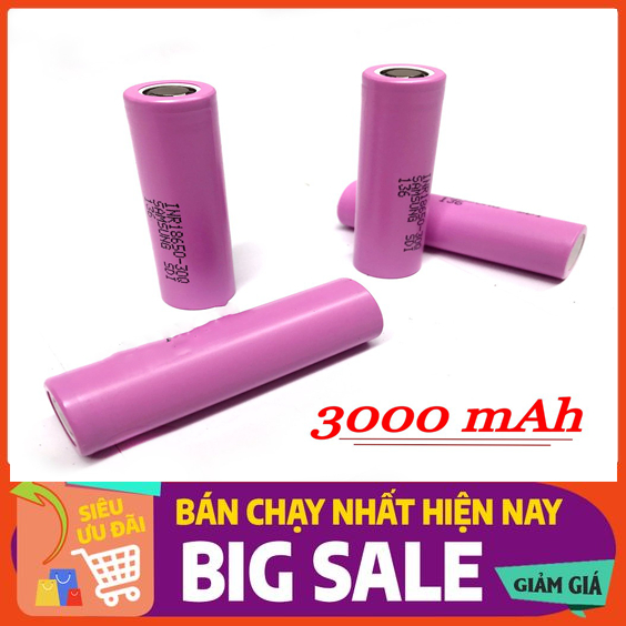 Cell pin Samsung 18650 lithium chuẩn 3000 mAh 30Q pin tím | Shopee Việt Nam