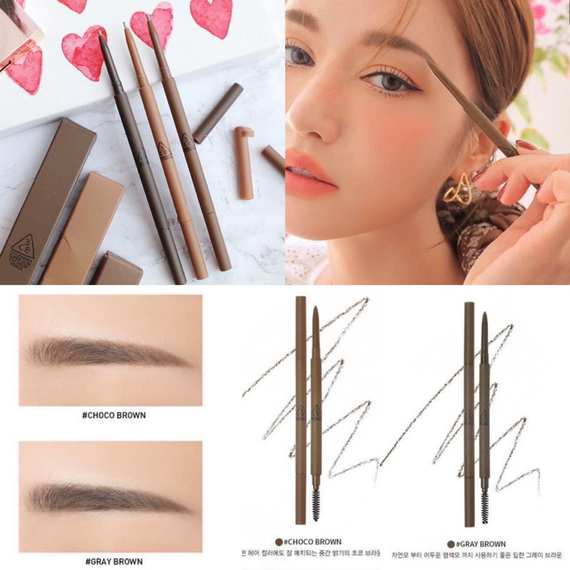 #CHÍNH HÃNG 100%] CHÌ KẺ MÀY 2 ĐẦU 3CE SUPER SLIM EYE BROW | Shopee ...