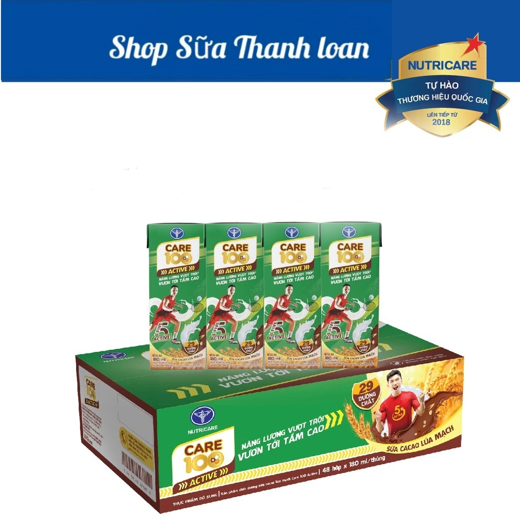 [HSD T10-2024] Thùng 48 Hộp Sữa nước Nutricare Care 100 Active 180ml Ca Cao Lúa Mạch. | Shopee ...