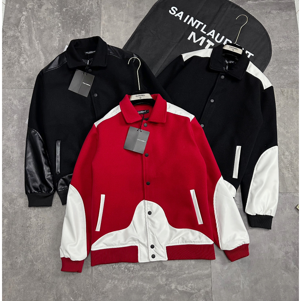 Áo Khoác Bomber Vasity Jacket Chất Dạ Phối Da 2 Lớp kunshopunisex ...