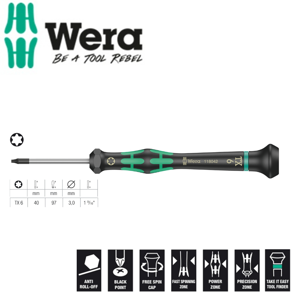 Tua vít điện tử hoa thị Wera 2067 TORX 6 x 40 mm cho điện tử và cơ khí chính xác Wera ...