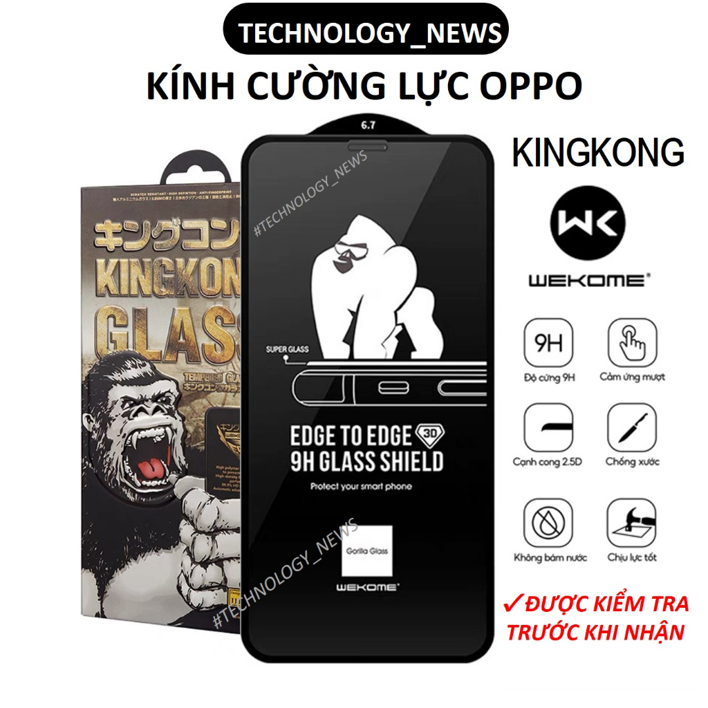 Cường lực KINGKONG OPPO A58 A78 A98 A38 A18 A53 A54 A55 A57 A94 A95 A96 A74 A76 A77s F9 F11 pro ...