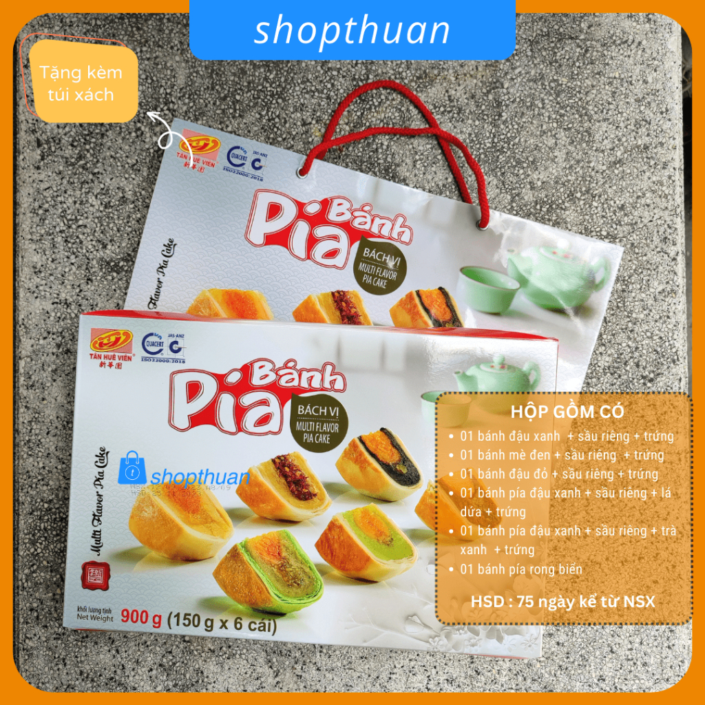 Hỏa tốc - Bánh pía Bách Vị Tân Huê Viên 900g ( 150g x 6 cái ) Có kèm ...