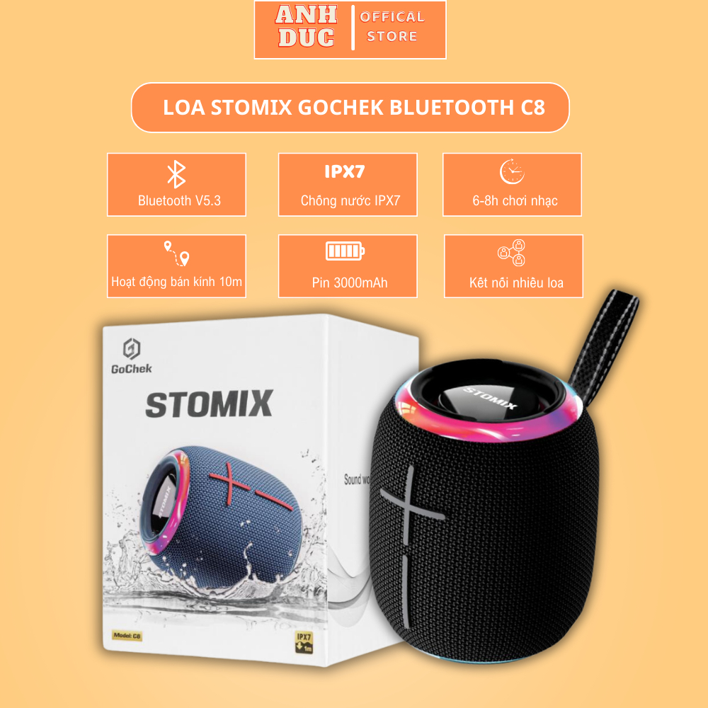 Loa Bluetooth Không Dây Gochek Stomix C8 Chuẩn Nén Âm Thanh AAC,Ghép ...