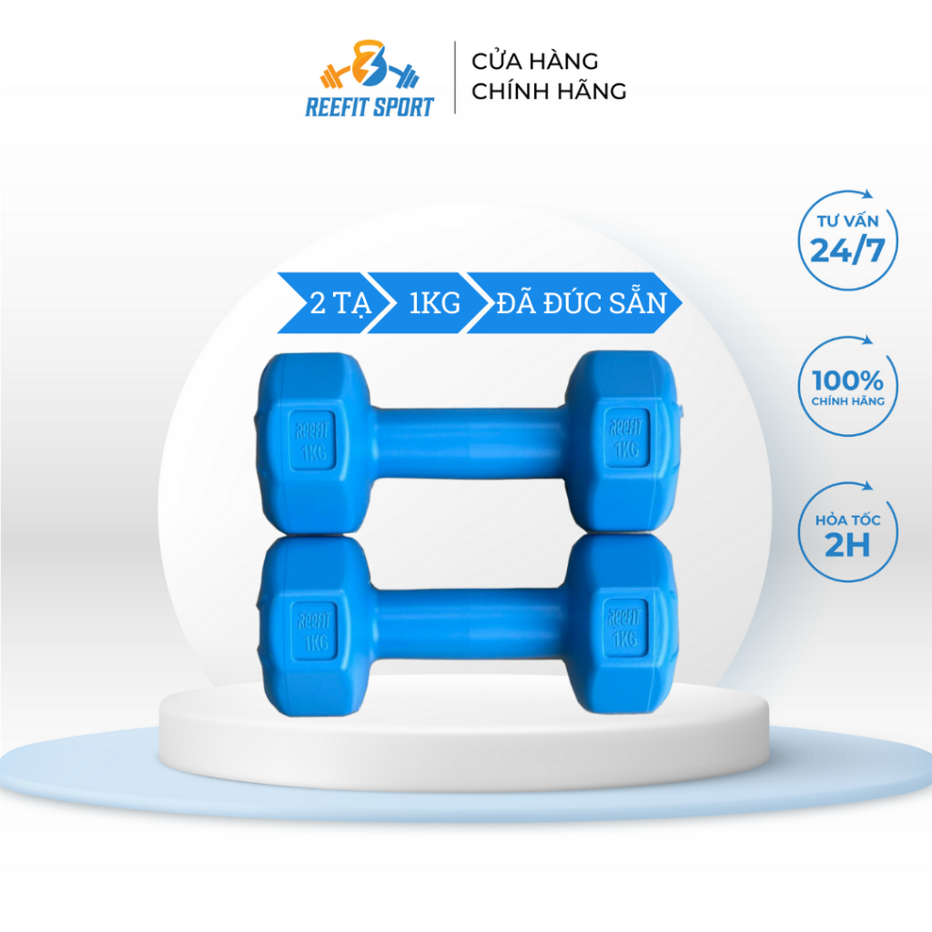 Tạ tay nhựa bát giác Reefit 1kg màu xanh có ruột | Shopee Việt Nam