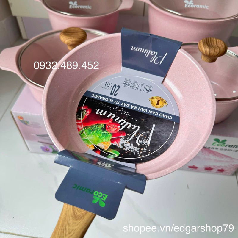 Nồi Chảo Chống Dính Vân Đá Đáy Từ Ecoramic Size 16CM 18CM 20CM 22CM | Shopee Việt Nam