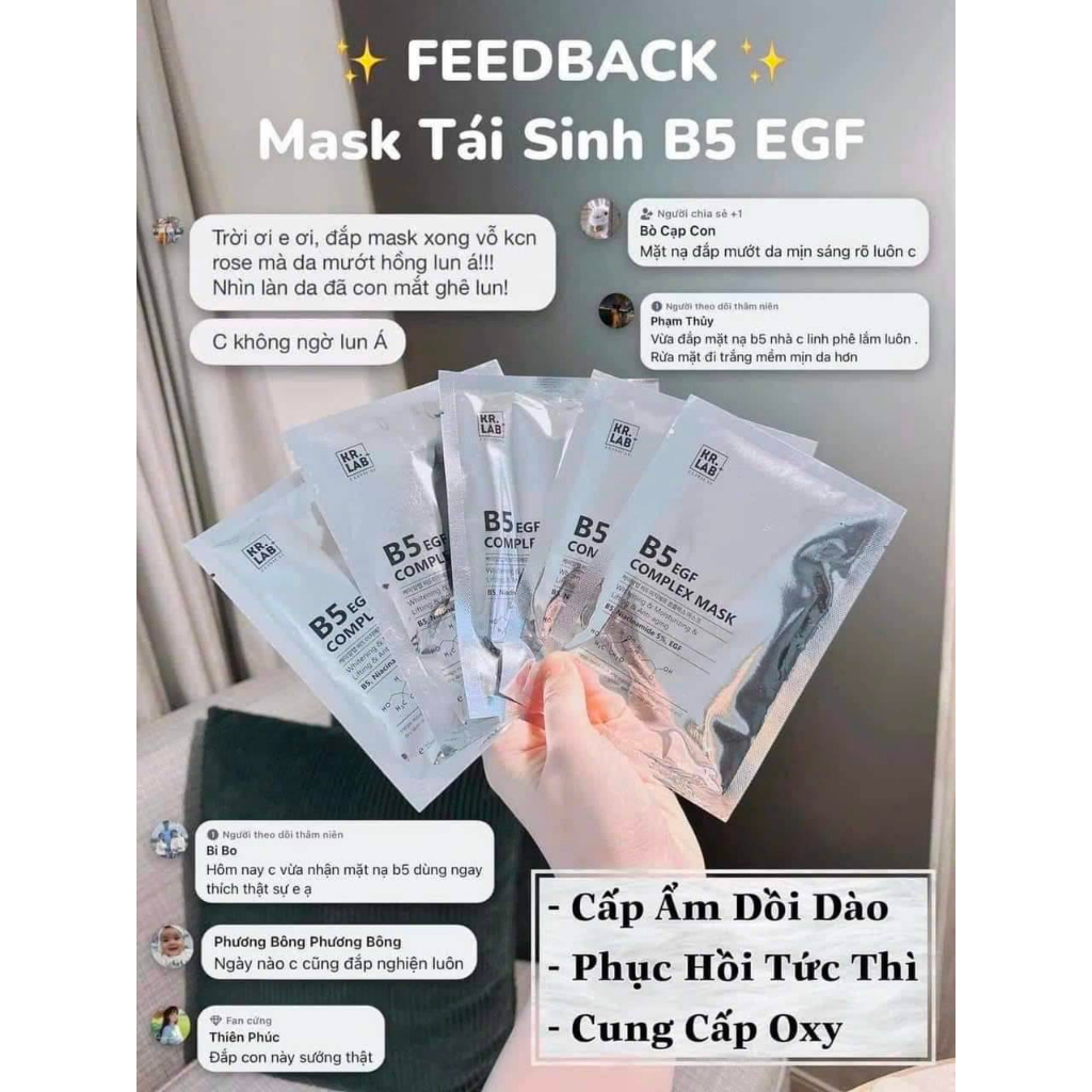 [Chính hãng] Mặt nạ Mask B5 kr.lab B5 niacinamide EGF complex mask giúp ...