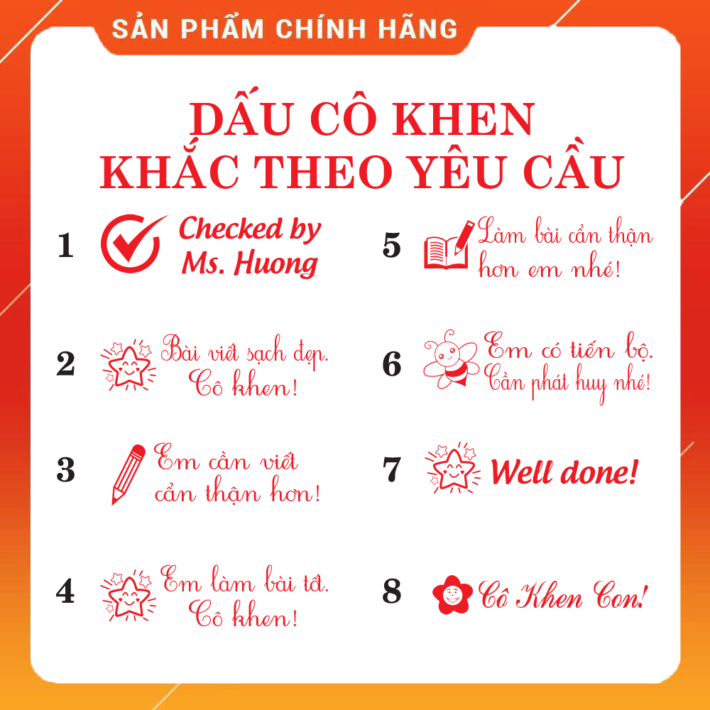 Dấu Cô Khen Con Dấu Tiểu Học Khắc Theo Yêu Cầu Chính Hãng Shiny S222 ...