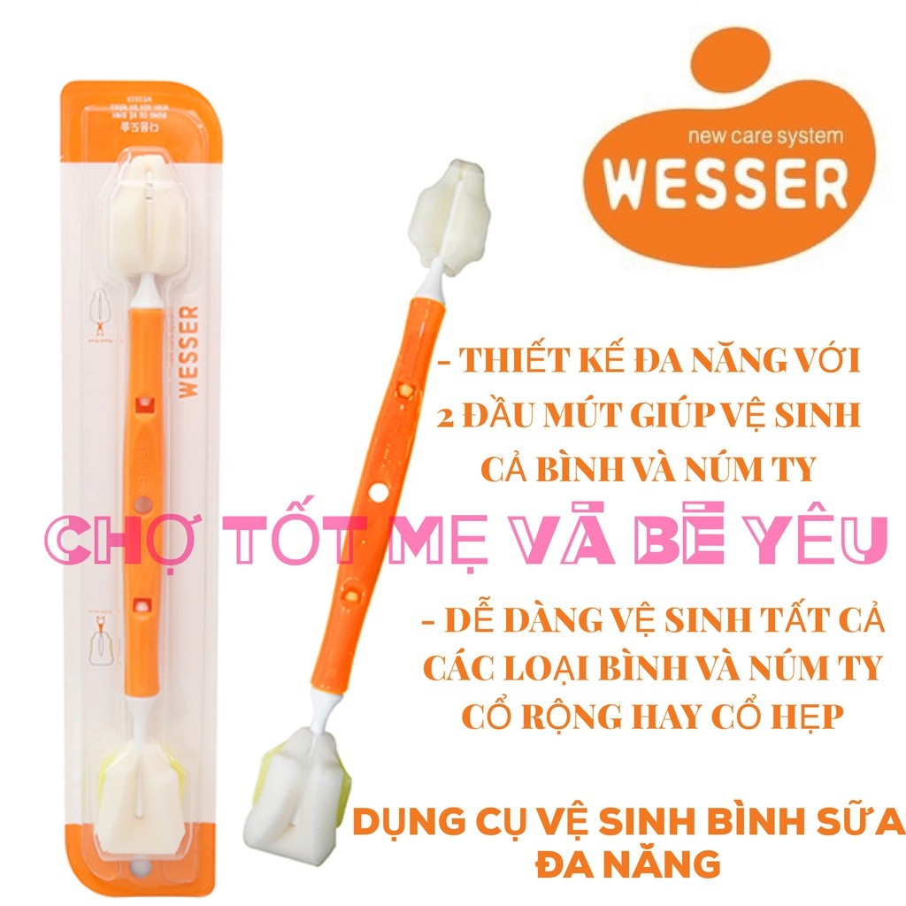 CỌ RỬA BÌNH SỮA 2 ĐẦU WESSER | Shopee Việt Nam