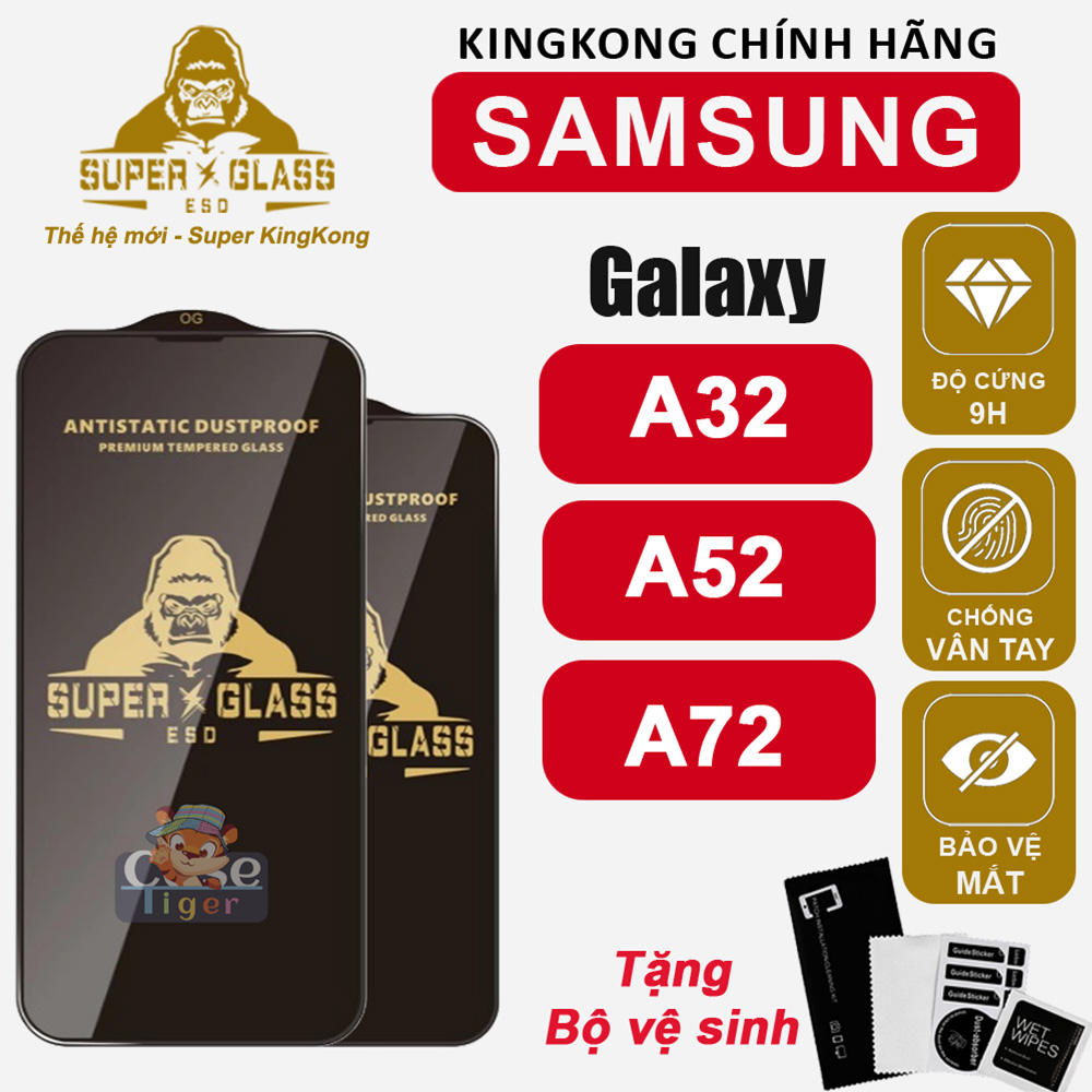 Cường lực KingKong Đen cho Samsung A32 / A52 / A72Silicon Kính full màn, Chống bám vân tay ...