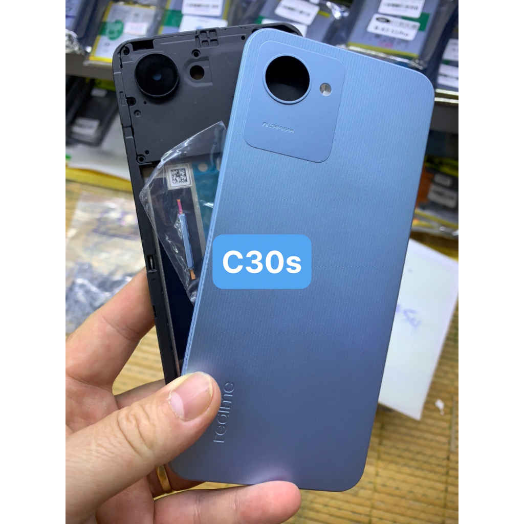 Full Bộ xương vỏ realme C30s, gồm khung xương, lưng vỏ, kính cam, phím ...