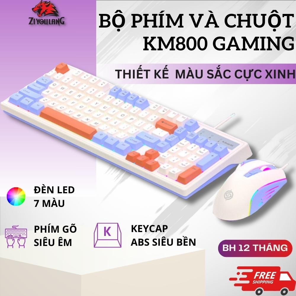 Bộ Bàn Phím Giả Cơ Gaming Cao Cấp ZiyouLang Km800 LED PRO Gõ Êm, Chơi Game Máy Tính Esport ...