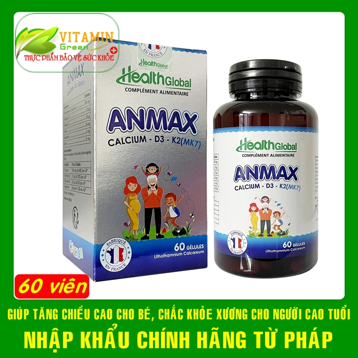 HealthGlobal ANMAX bổ sung canxi hữu cơ giúp tăng chiều cao cho bé (60 ...