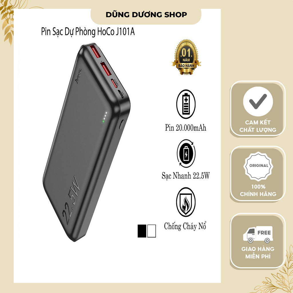 Pin Sạc Dự Phòng Hoco J101, Dung Lượng 10000mAh, Hỗ Trợ Sạc Nhanh 22.5W ...