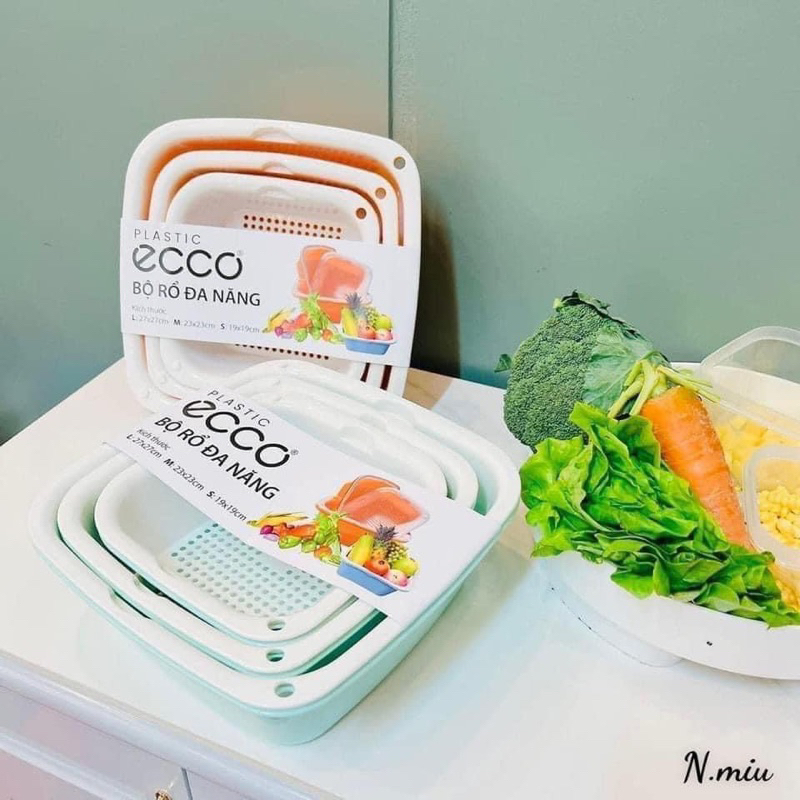 Bộ rổ thau nhựa vuông ECOCO 6 món dày đẹp | Shopee Việt Nam