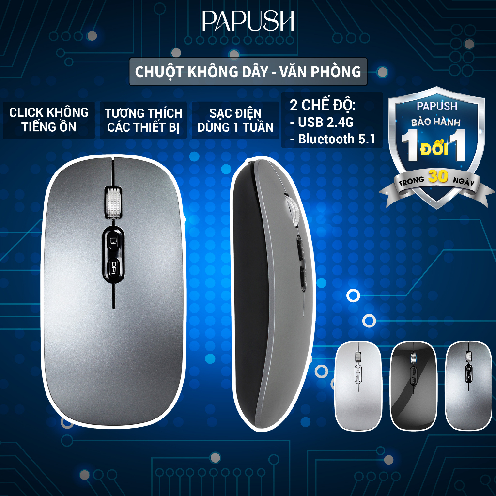 Chuột máy tính không dây kết nối bluetooth sạc pin type c không tiếng ...