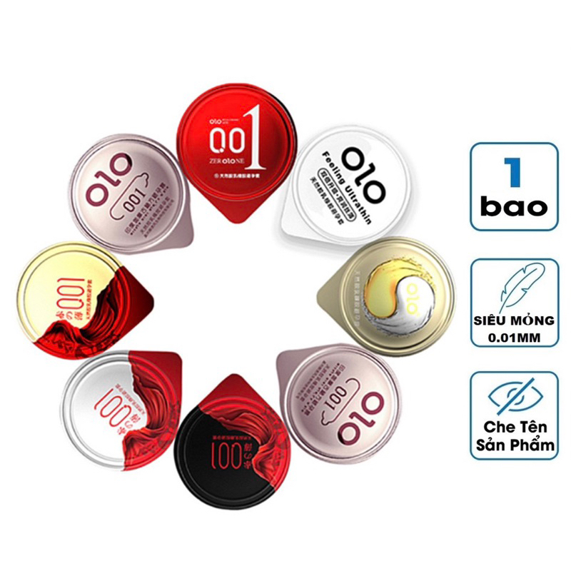 [Lẻ 1 cái] Bao cao su 001 OLO siêu mỏng, nhiều gel, gân gai, kéo dài ...