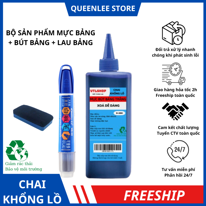 Bộ Mực Bút Lông Bảng Trắng Mực Viết Bảng Chai Lớn Tặng Kèm Bút Bảng ...