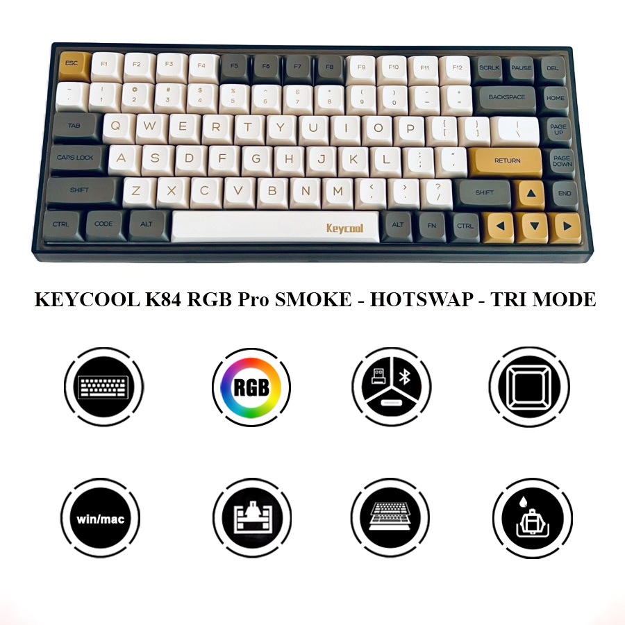 Keycool KC84 Pro RGB Hotswap Three-mode Bluetooth 5.0/ 2.4G/ Type-C ...