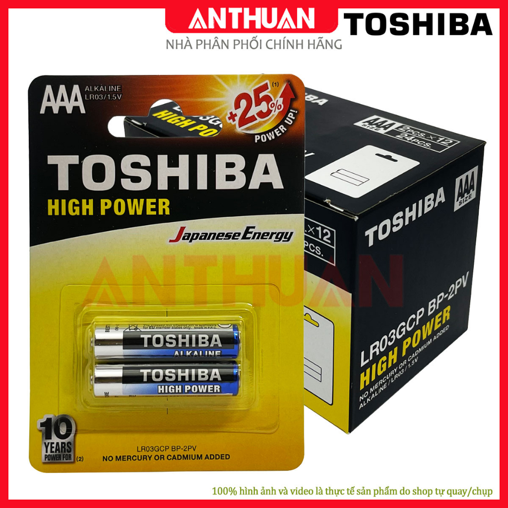 Pin đũa AAA Toshiba LR03 Alkaline Vỉ 2 Viên pin 3A Chính Hãng Dung ...