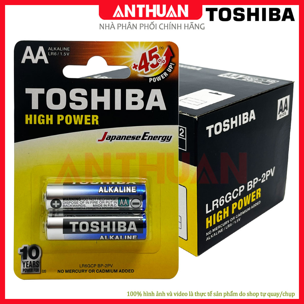 Pin Tiểu AA Toshiba LR6 Alkaline Vỉ 2 Viên pin 2A Chính Hãng Dung Lượng Cao. Chuyên dùng cho các ...