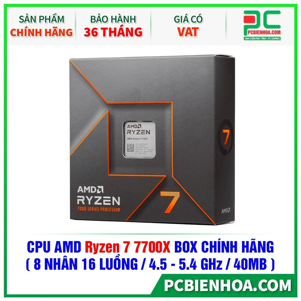 CPU AMD RYZEN 7 7700X BOX CHÍNH HÃNG ( 8 NHÂN 16 LUỒNG / 4.5 - 5.4 GHZ / 40MB ) | Shopee Việt Nam