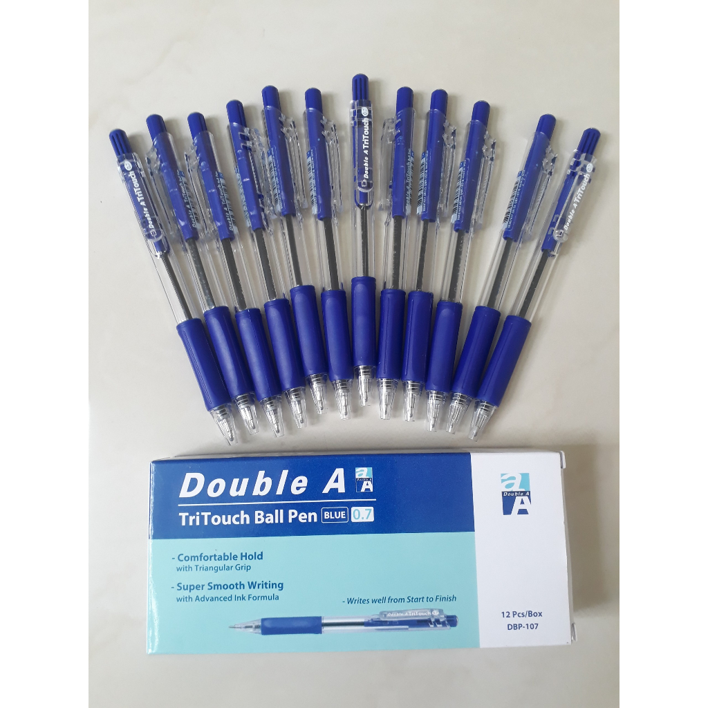 Bút bi Double A Tritouch ngòi 0.7mm - Mực xanh - Combo 10/12/20 chiếc ...