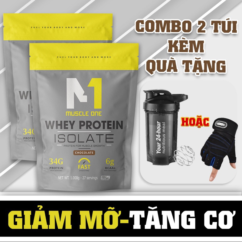 Sữa tăng cơ giảm mỡ, whey protein isolate MUSCLE ONE 2kg (combo 2 túi ...