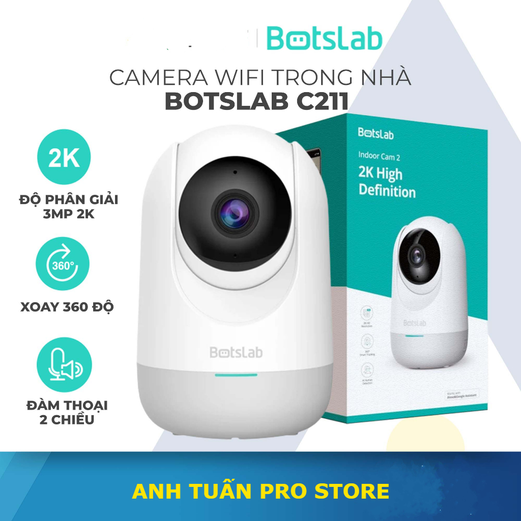 Camera wifi trong nhà Botslab C211, độ phân giải 2K, đàm thoại 2 chiều ...