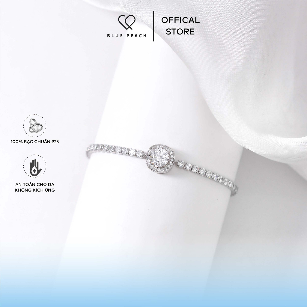 Lắc Tay Bạc 925 Blue Peach LT Mặt Đá Viền Đá Hộp WG LT651 | Shopee Việt Nam