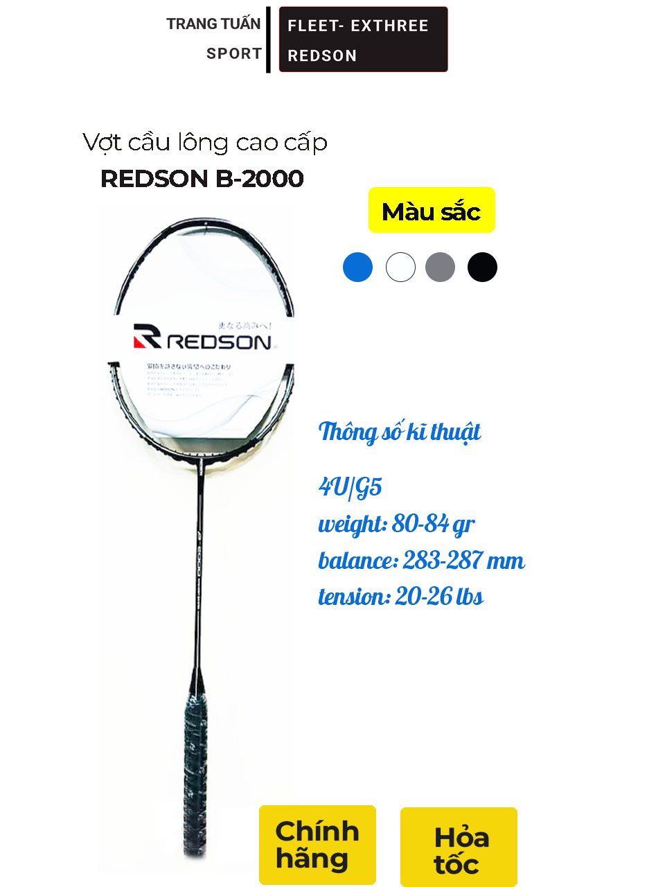 Vợt cầu lông cao cấp Redson β2000 (Beta 2000)/ B2000 Redson- Chính hãng ...