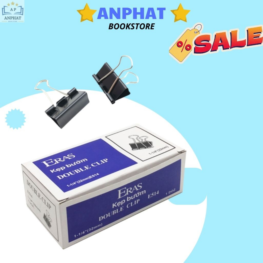 Hộp 12 Kẹp Bướm Đen 32 mm Eras E514 | Shopee Việt Nam
