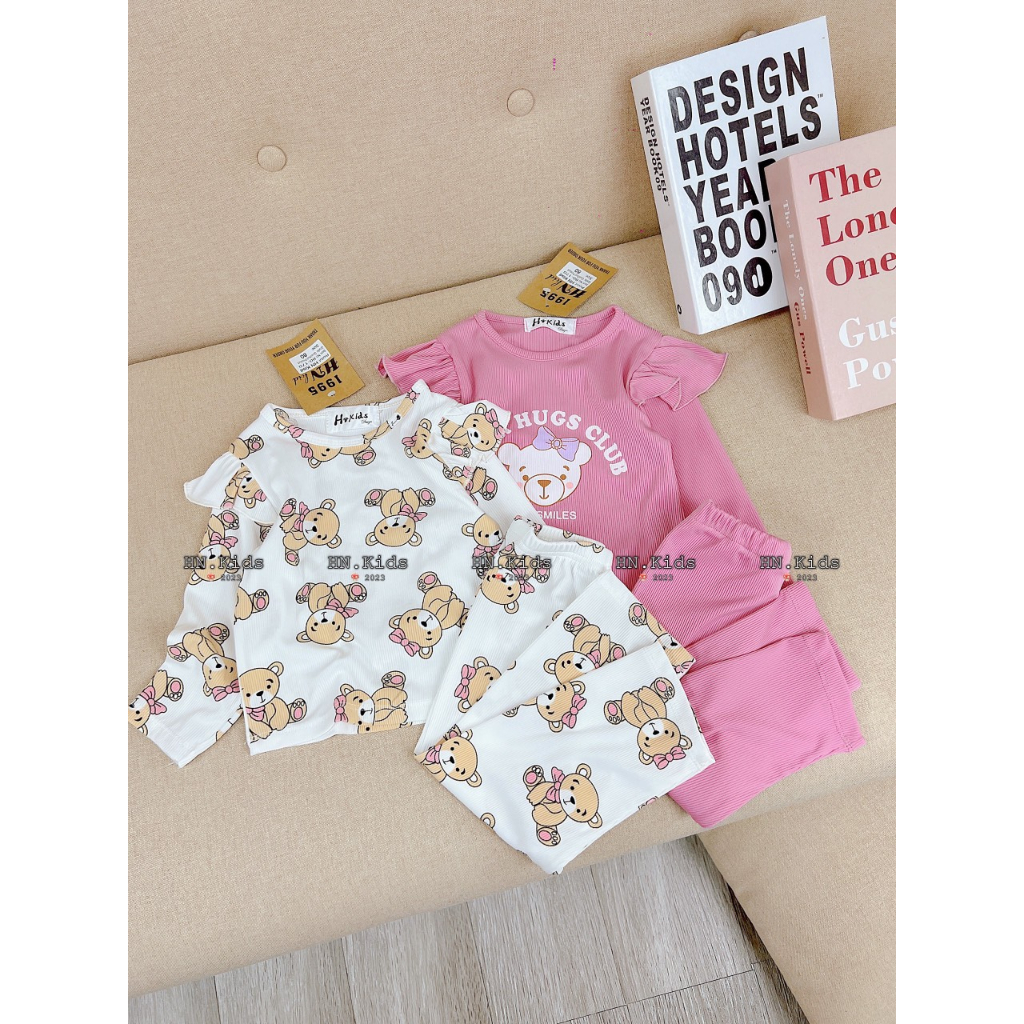 Đồ bộ thu đông cho bé gái, set đồ ngủ dài tay thun mềm chất liệu tăm ...