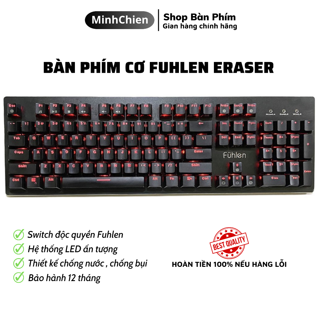 Bàn Phím Cơ Gaming Fuhlen Eraser - Fuhlen E Led Đơn Đỏ - Like New Siêu ...