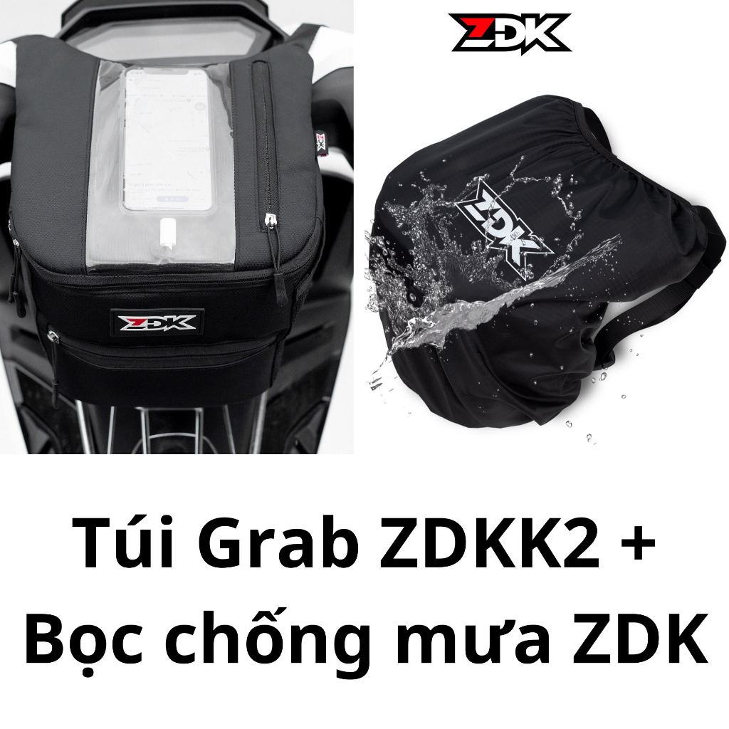 Túi treo đầu xe máy ZDK và túi mini ZDK K1 có lỗ sạc và ngăn đựng đồ tiện dụng chống mưa nhẹ ...