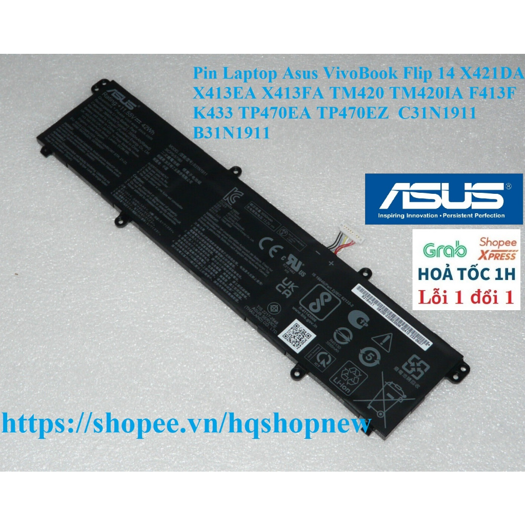 ⚡️ Pin Laptop Asus VivoBook Flip 14 X421DA X413EA X413FA TM420 TM420IA F413F K433 TP470EA ...