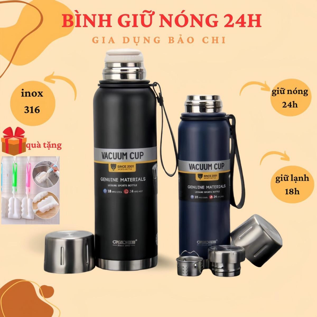 Bình Giữ Nhiệt Cao Cấp Inox SUS316 KD-851 , Giữ Nóng 24h Giữ Lạnh 20h Thiết Kế Nắp Uống Tiện Lợi ...