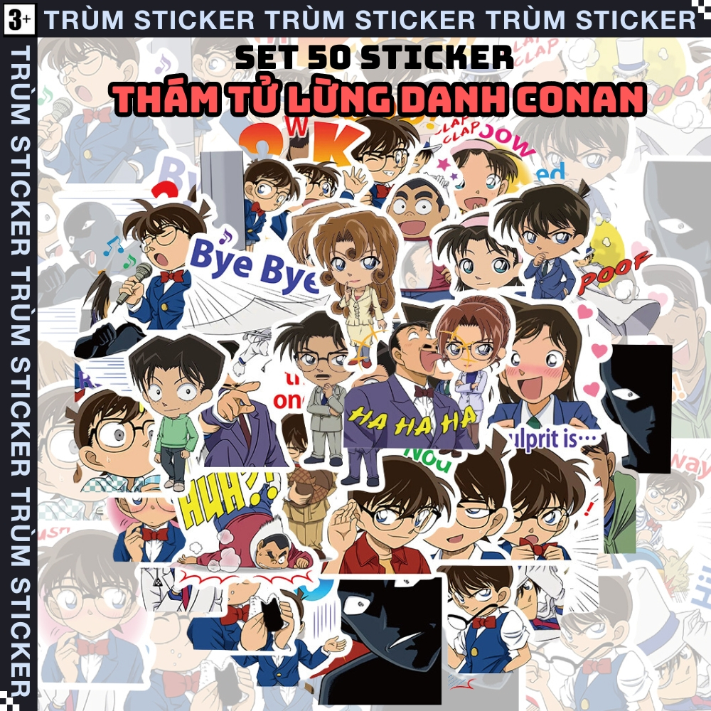 Set 50 Sticker, Hình Dán CONAN thám tử lừng danh -anime, hot hit- Trang ...