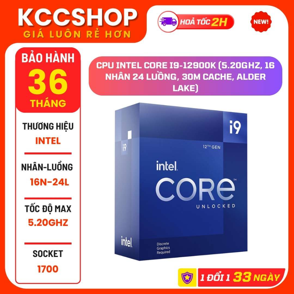CPU Intel Core i9-12900K (5.20GHz, 16 Nhân 24 Luồng, 30M Cache, Alder ...