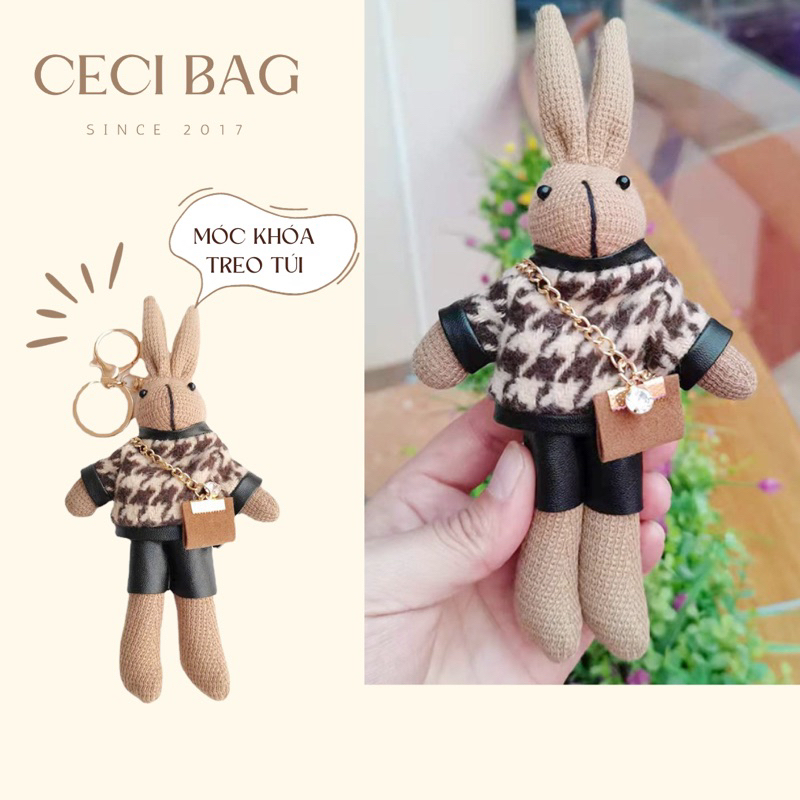 Móc khóa thỏ nâu áo caro xinh xắn gắn túi balo | Shopee Việt Nam